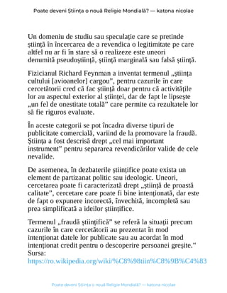 Kato - Poate deveni știința o Nouă Religie Mondială? | PDF