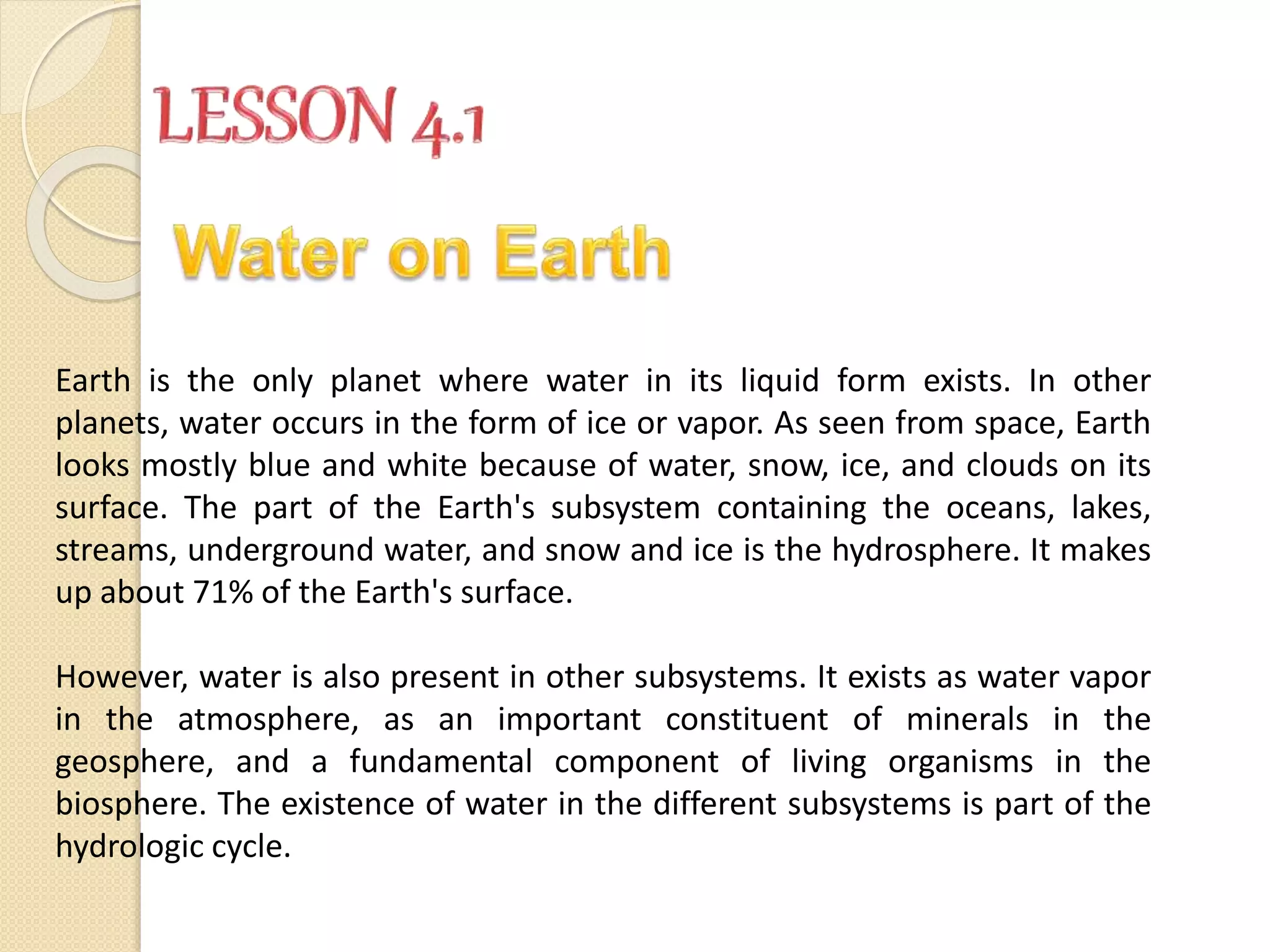 Grade 11 Chapter 4 Module Earth Science : Water Resources | PPTX