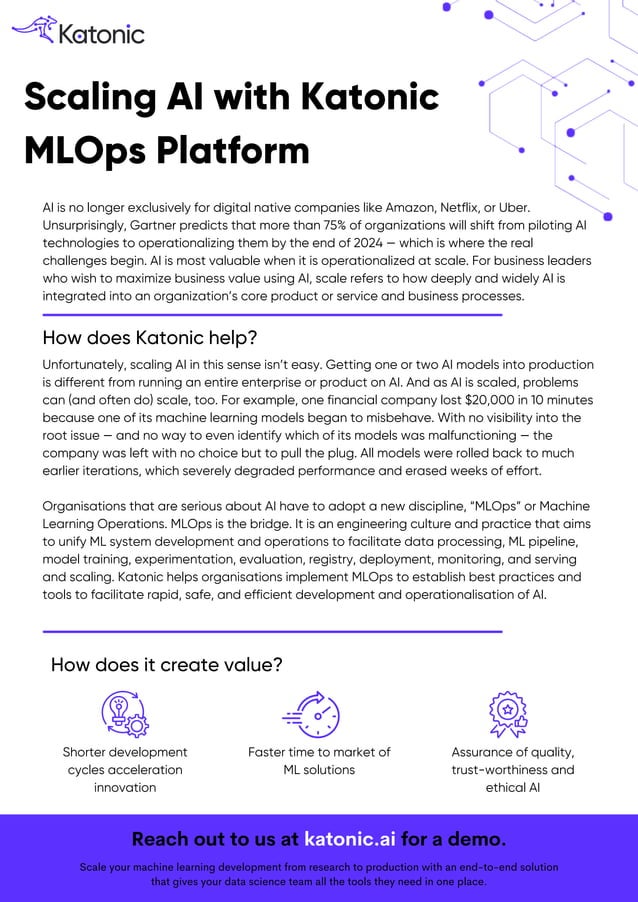 Katonic ml ops platform one pager | PDF | Technology Industry | Industries