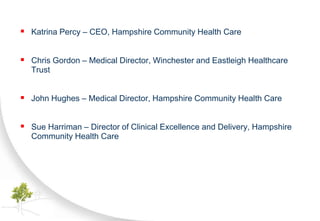 Katrina Percy: Our plans to transform health care delivery in Hampshire ...