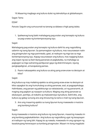Katuturan ng Kultura Module 3 Kontemporaryong Issue | DOCX