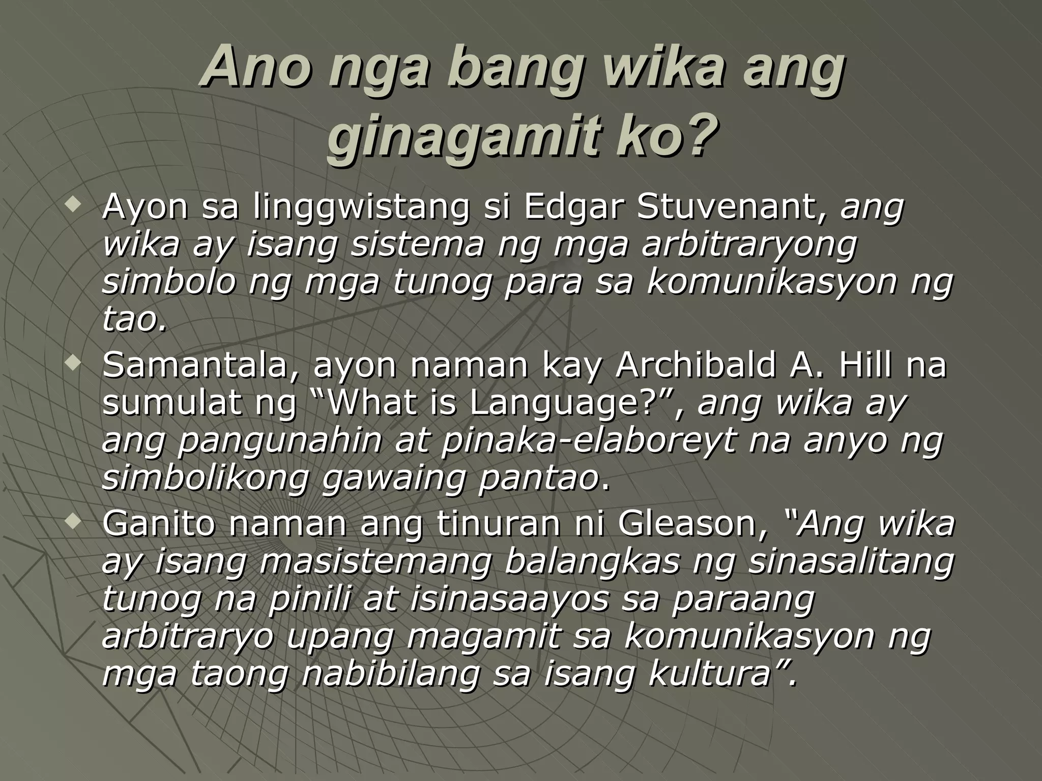 Katuturan ng wika | PPT