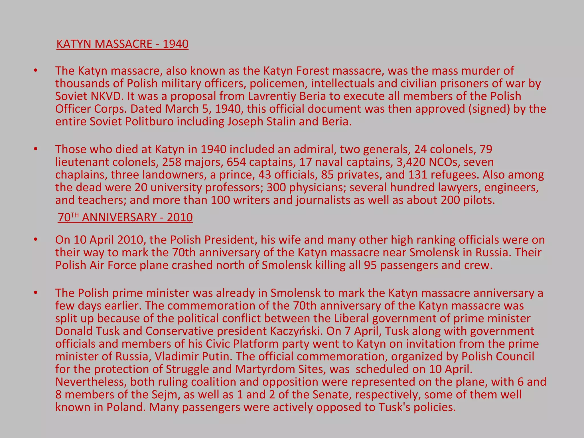 Katyn Massacre Memorial - Russia | PPS