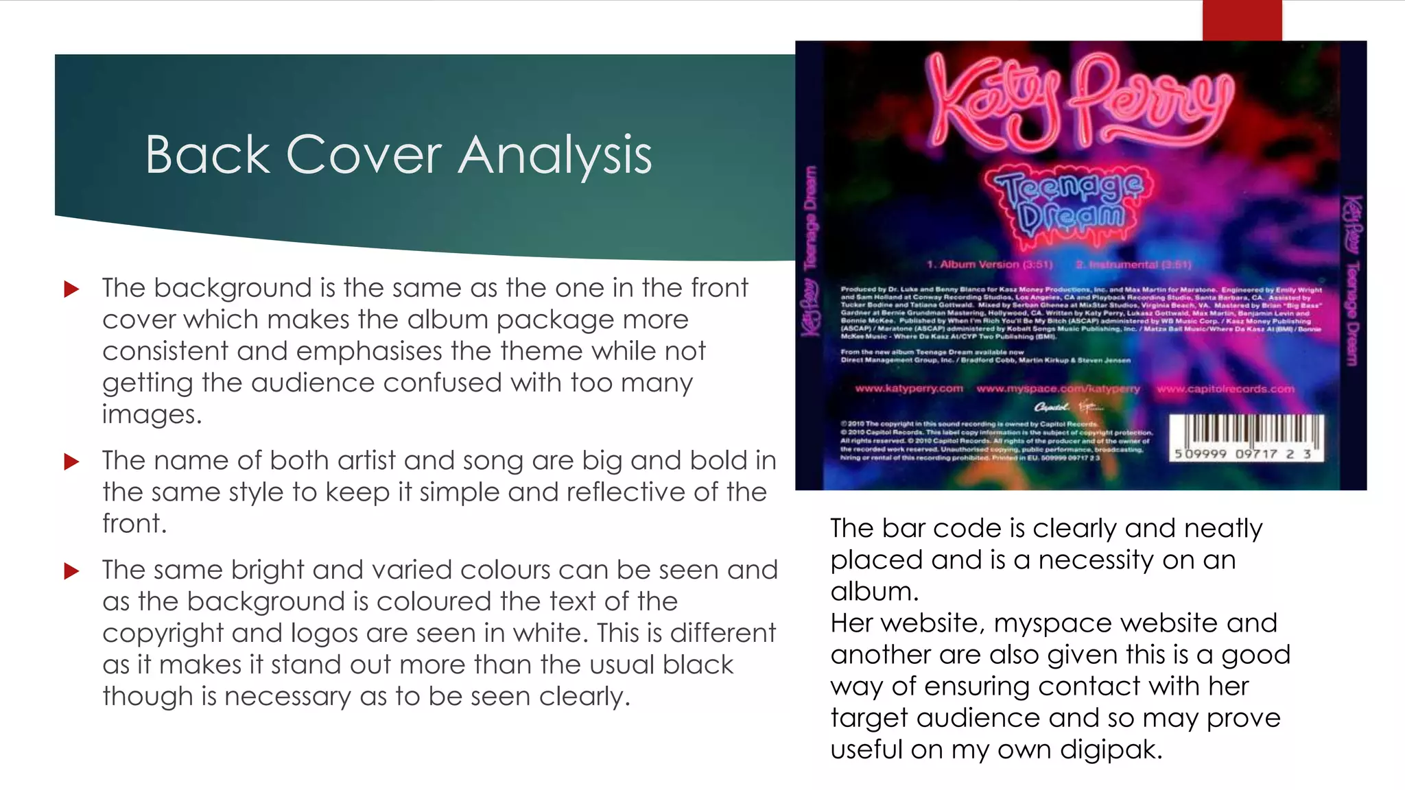 Katy perry album cover and back analysis | PPTX