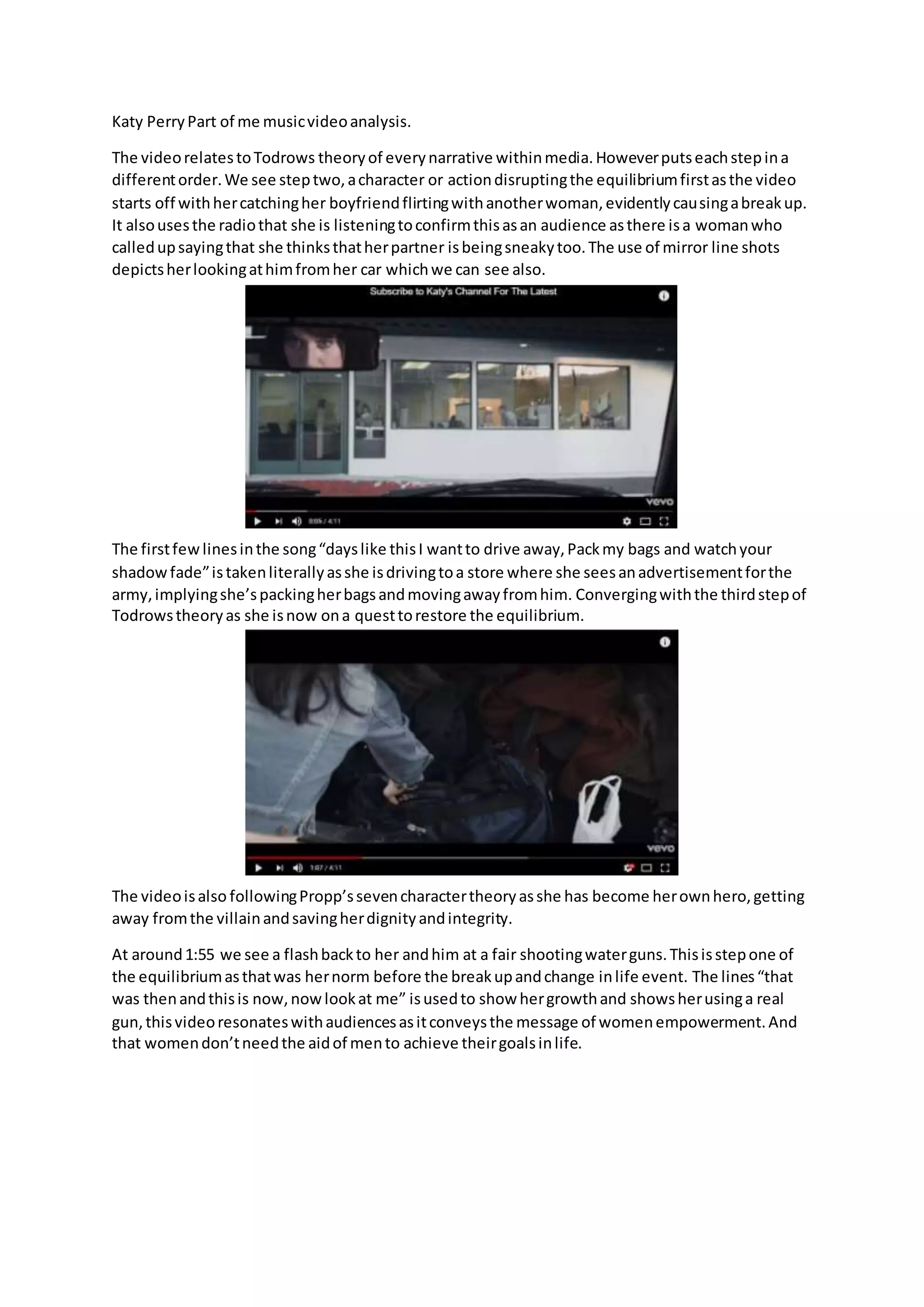 Katy perry part of me music video analysis | DOCX | Music Video | Genres