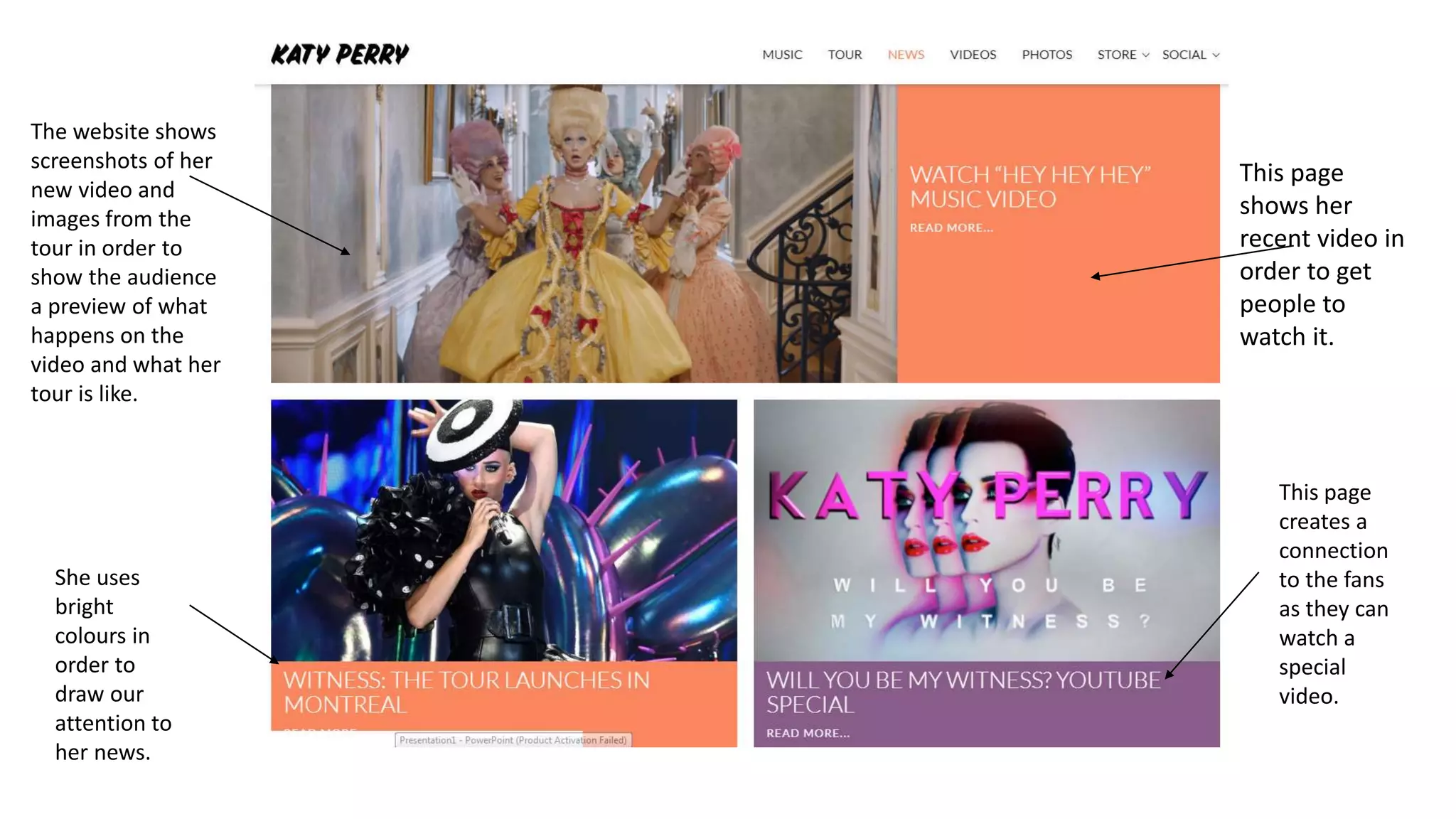 Katy perry website analysis | PPTX