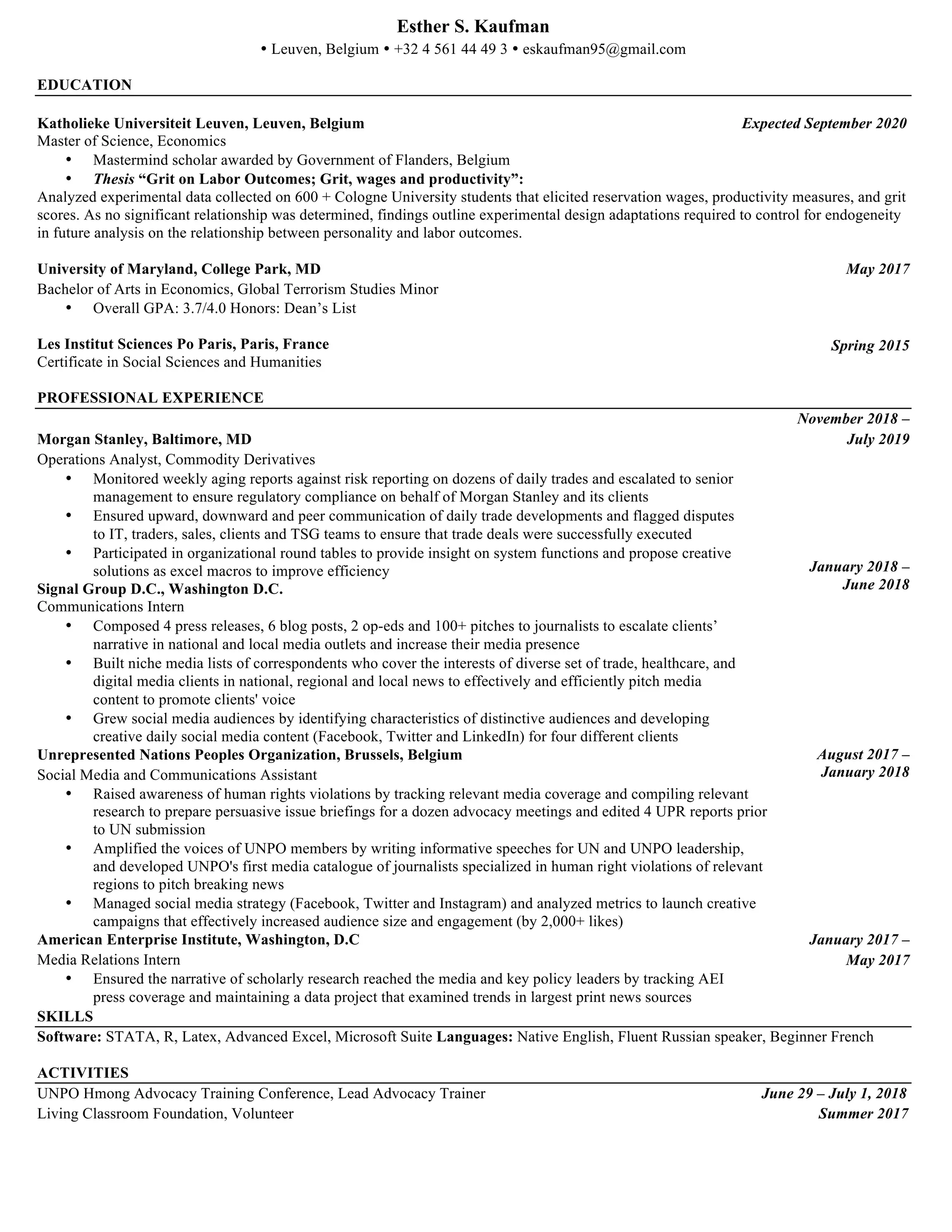 Kaufman resume 2020 | PDF