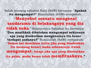 Intervensi Al-Ghazali dalam mencegah penyakit hati: Suka Mengumpat | PPTX