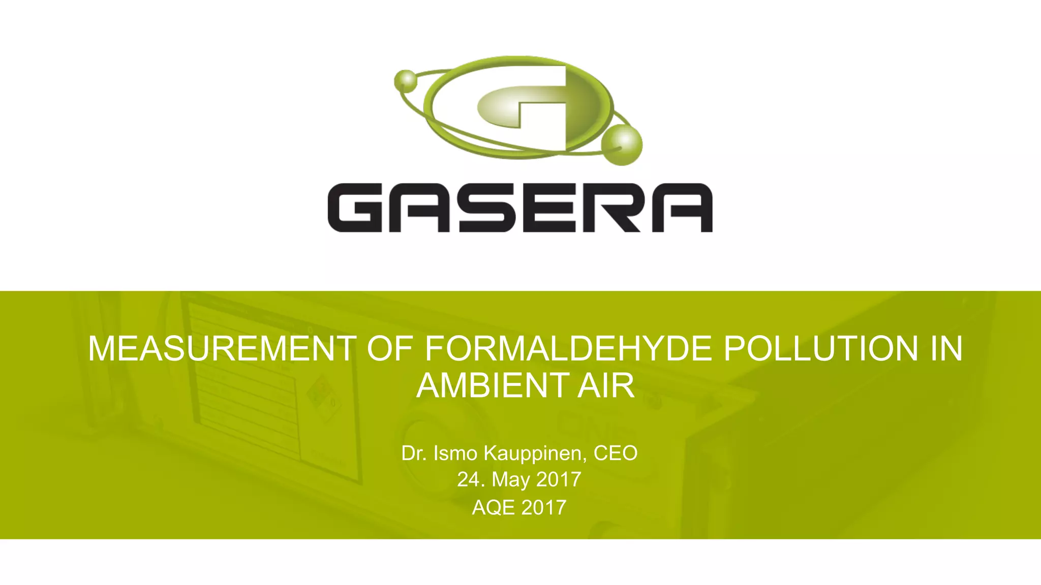 Measurement of Formaldehyde Pollution in Ambient Air | PPT