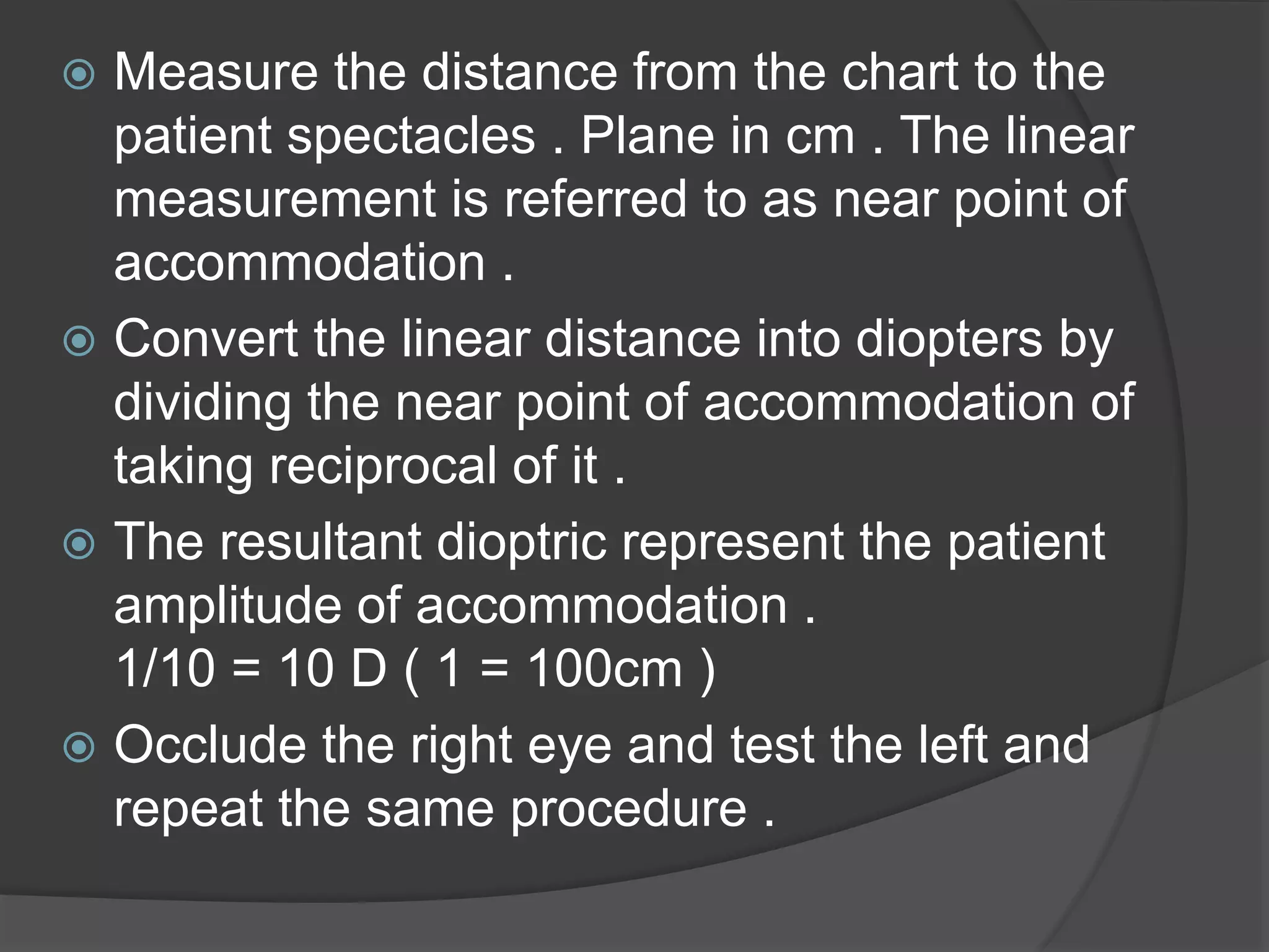 Accommodation & presbyopia expected amplitude of accommodation | PPTX