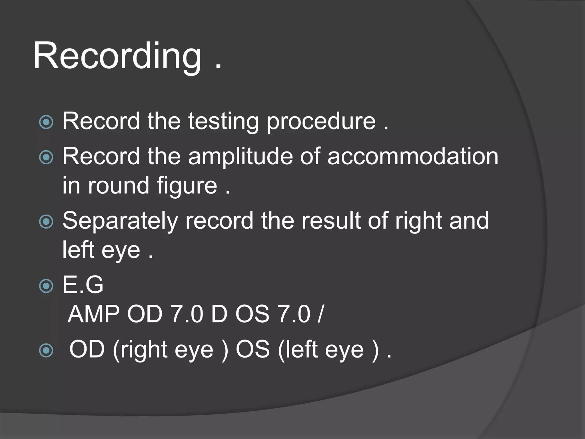Accommodation & presbyopia expected amplitude of accommodation | PPTX