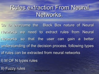 Symbolic Rules Extraction From Trained Neural Networks | PPT