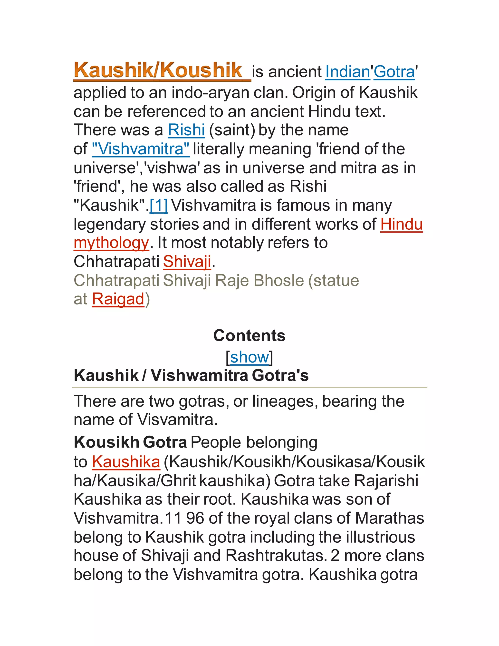 Kaushik gotra .. | DOCX