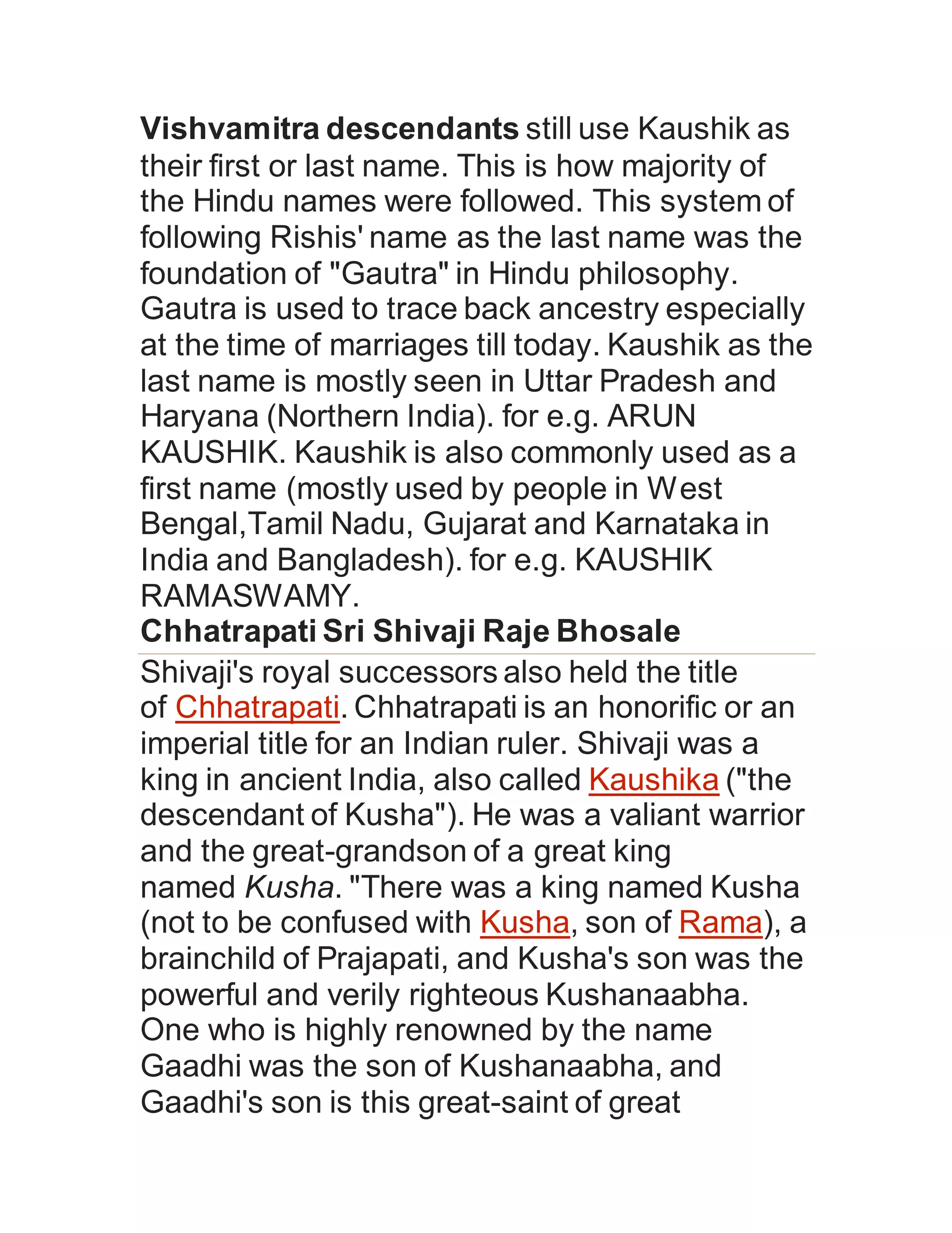 Kaushik gotra .. | DOCX