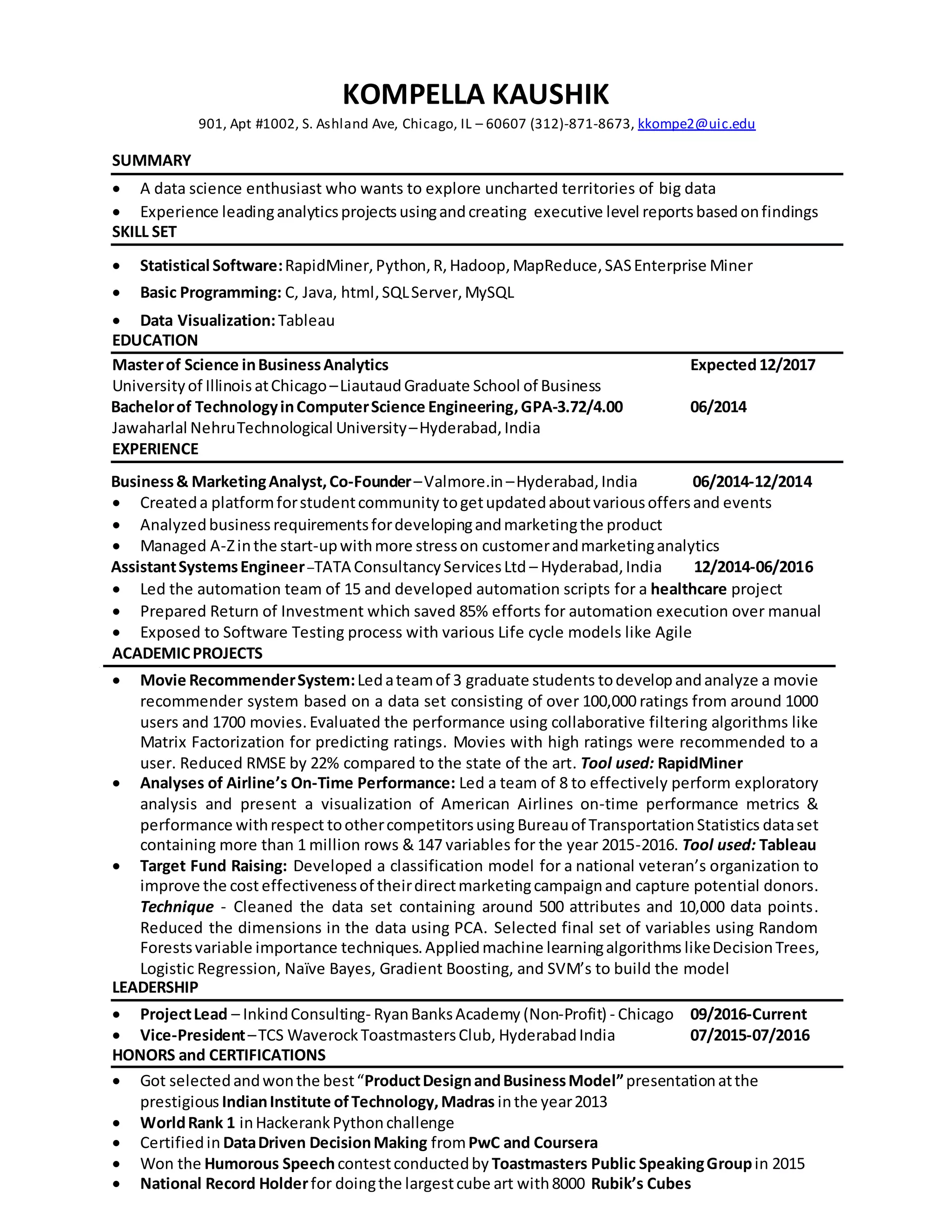 Kaushik resume final | PDF