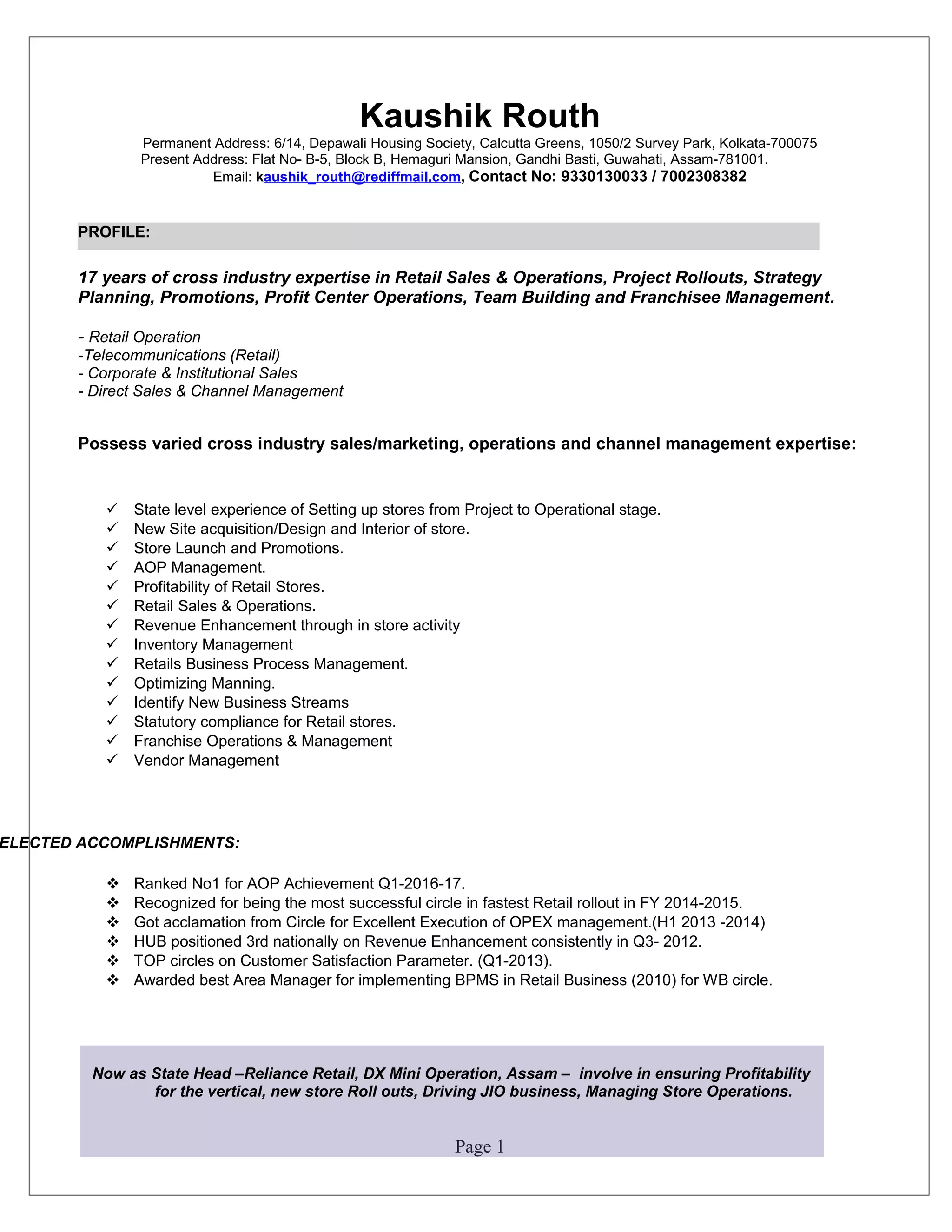 Kaushik routh resume | DOC