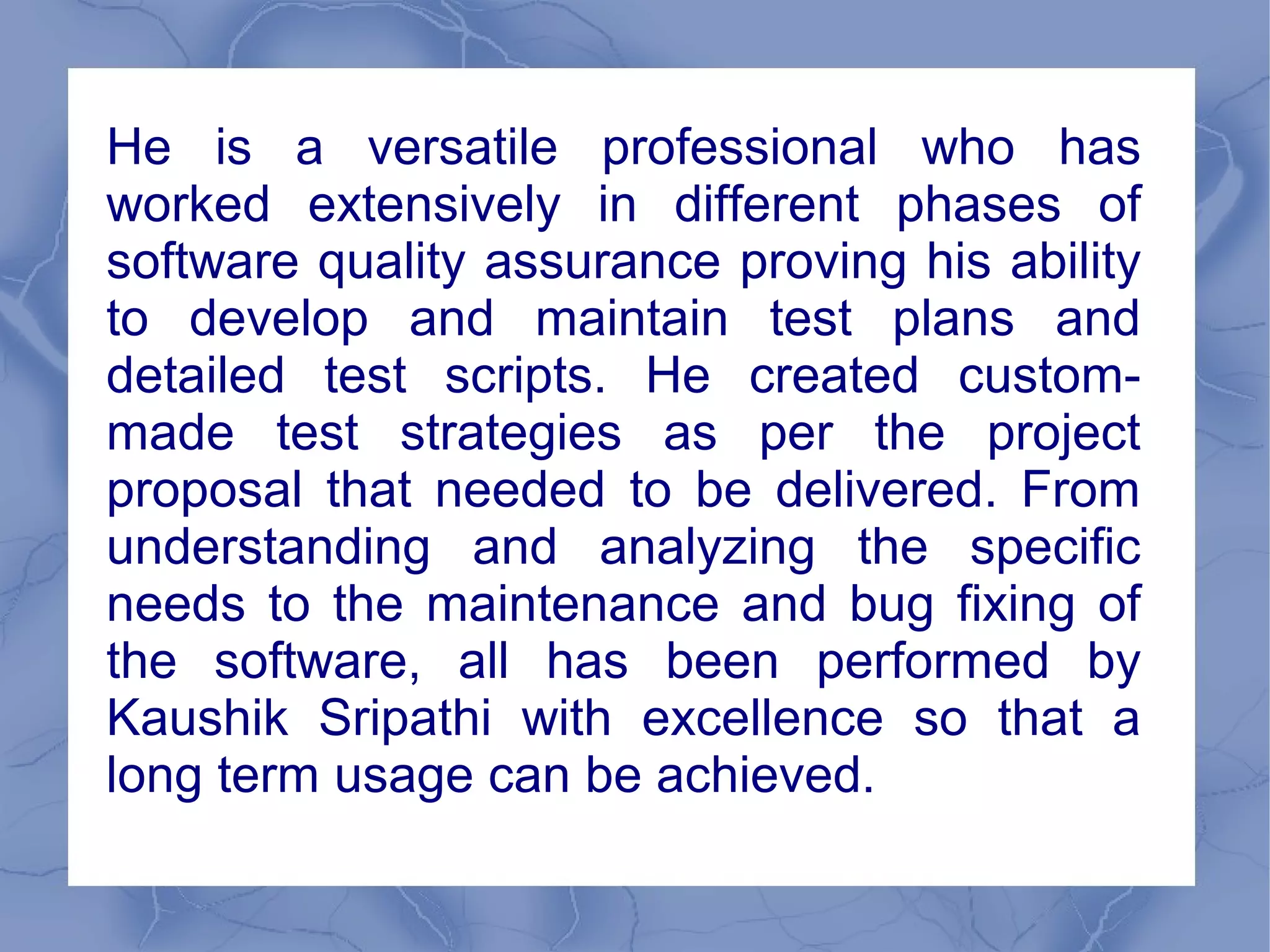 Kaushik Sripathi, KAUSHIK SRIPATHI | PPT