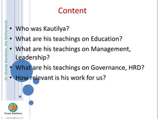 The Relevance of Kautilya in Modern Times | PPTX