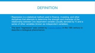 A Topic on REGRESSION Analysis conducted pptx | PPTX