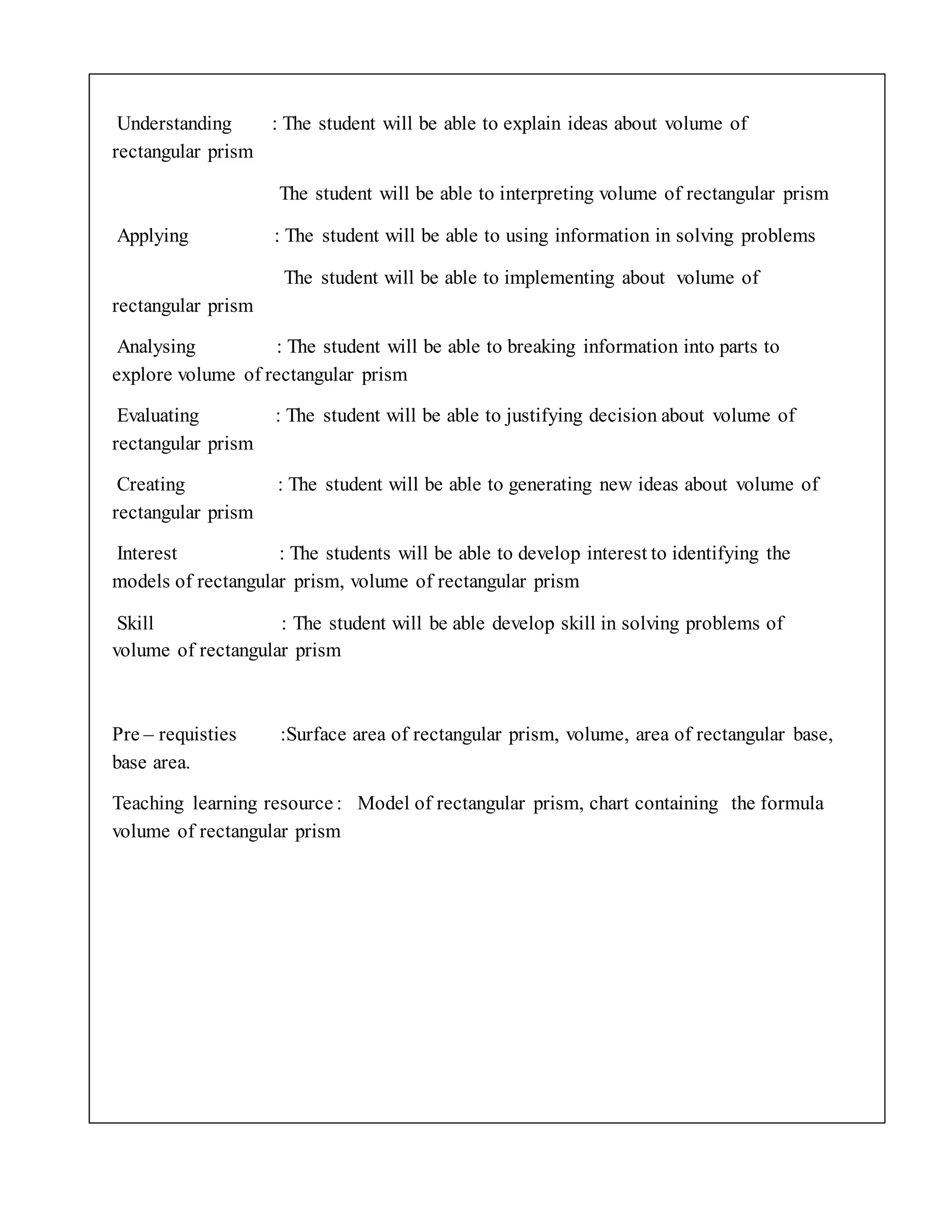 Lesson Transcript - Volume of rectangular prism | DOCX
