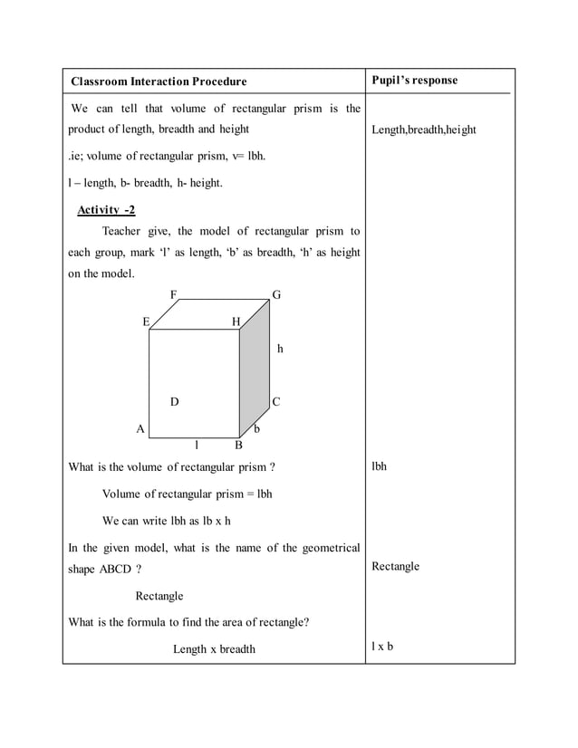 Lesson Transcript - Volume of rectangular prism | DOCX