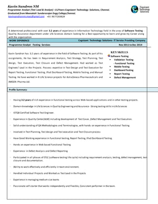 Kavin sandron cognizant resume1 | PDF