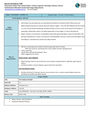 Kavin sandron cognizant resume1 | PDF
