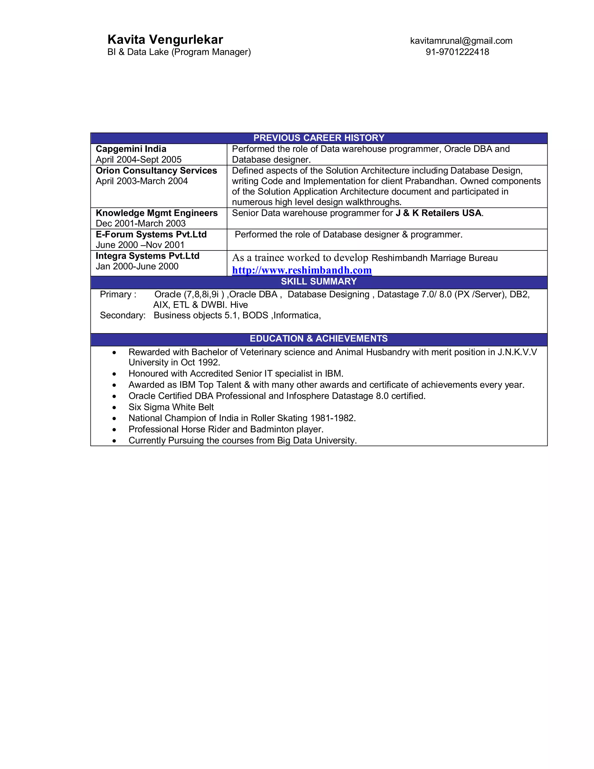 Kavita vengurlekar ibm 2016 | PDF