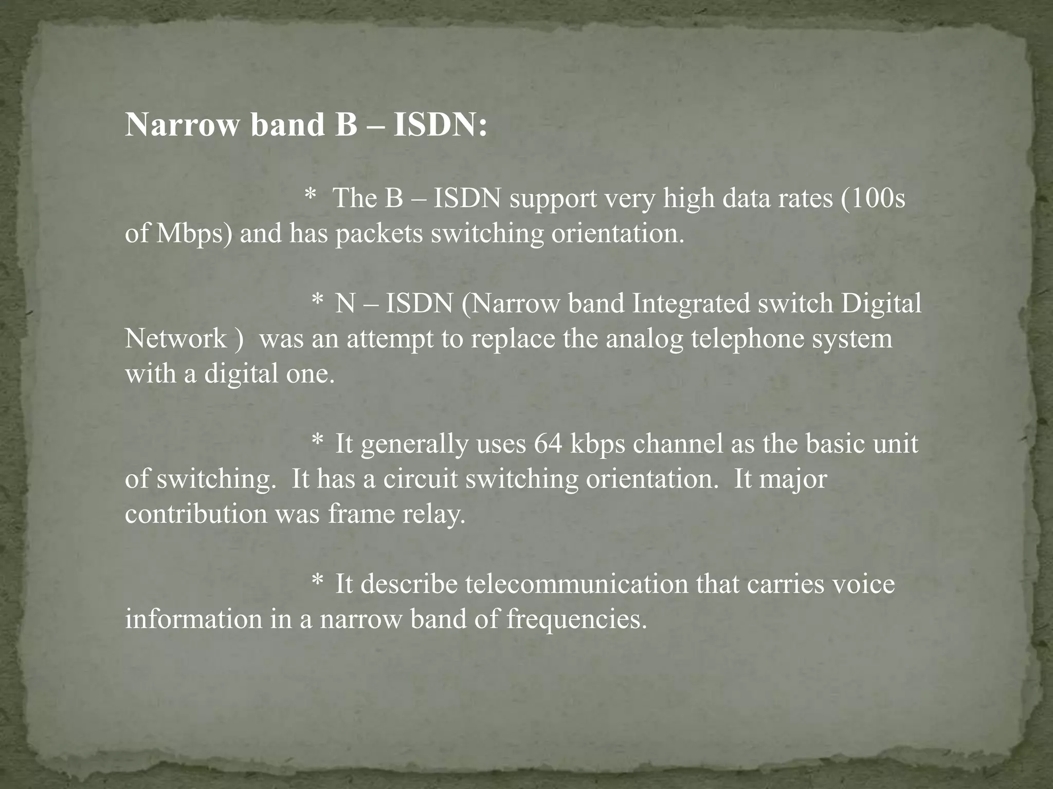narrow Band ISDN | PPTX