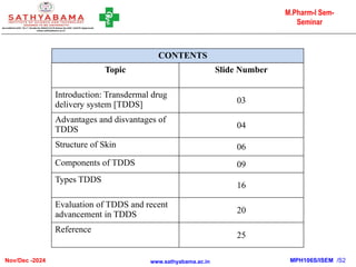 Transdermal drug delivery systems [TDDS] | PPT
