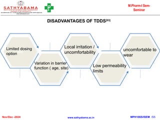 Transdermal drug delivery systems [TDDS] | PPT