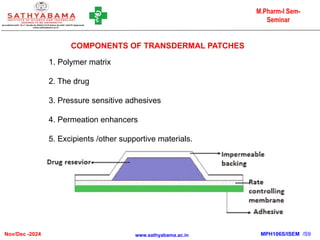 Transdermal drug delivery systems [TDDS] | PPT