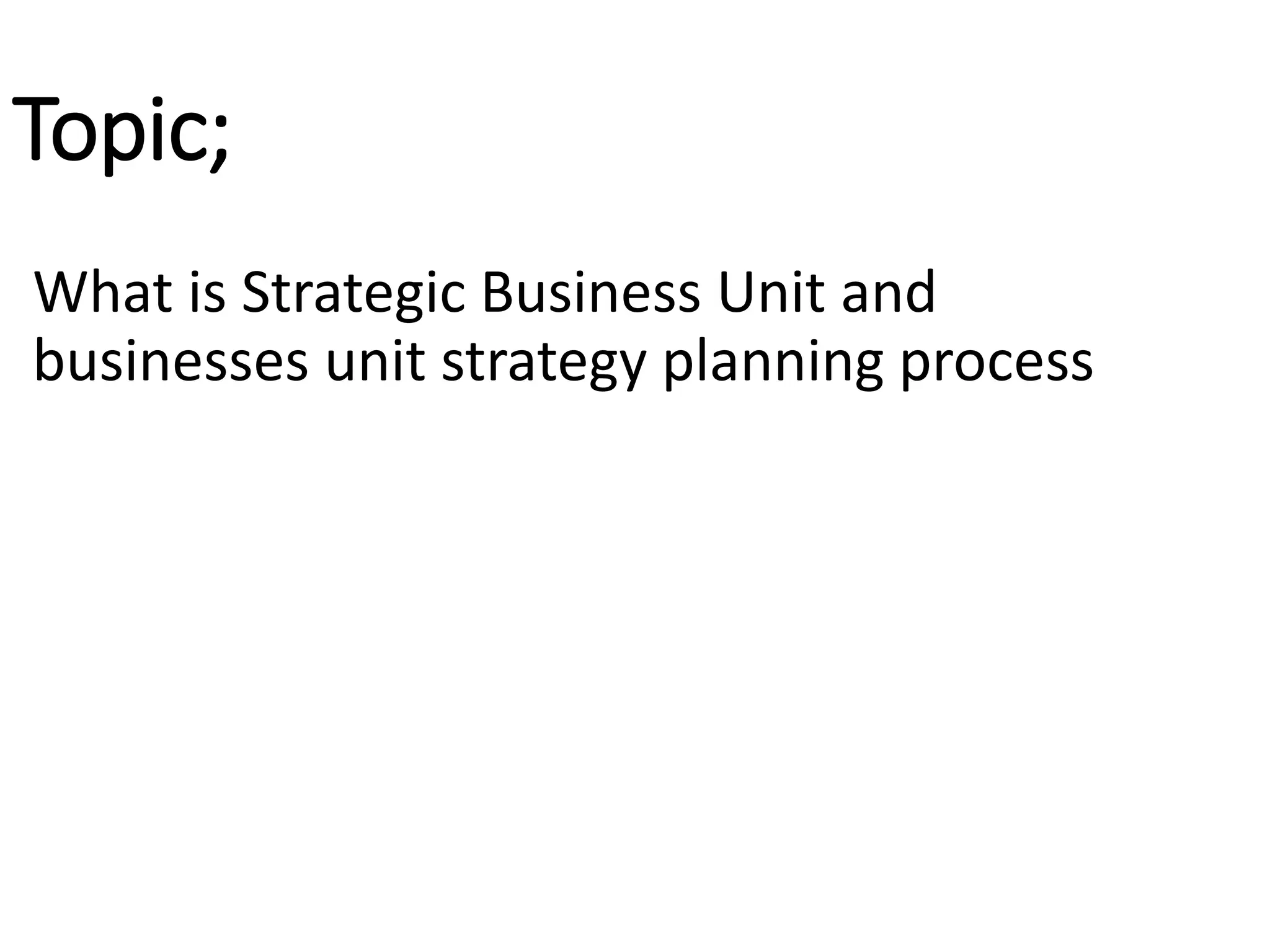 What is strategic business unit and businesses unit strategy planning ...