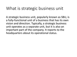 What is strategic business unit and businesses unit strategy planning ...