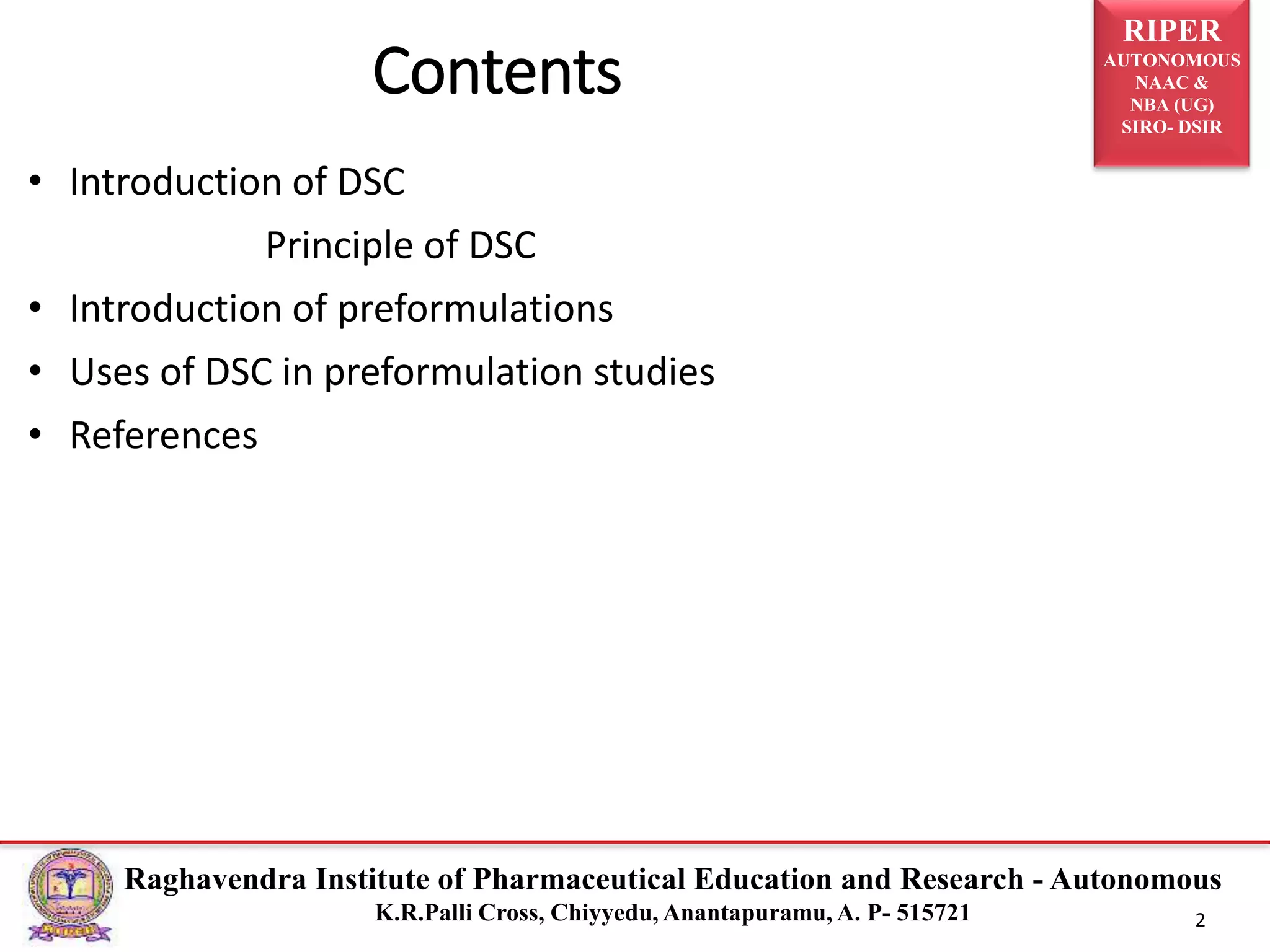 Use Of DSC in Preformulations | PPTX