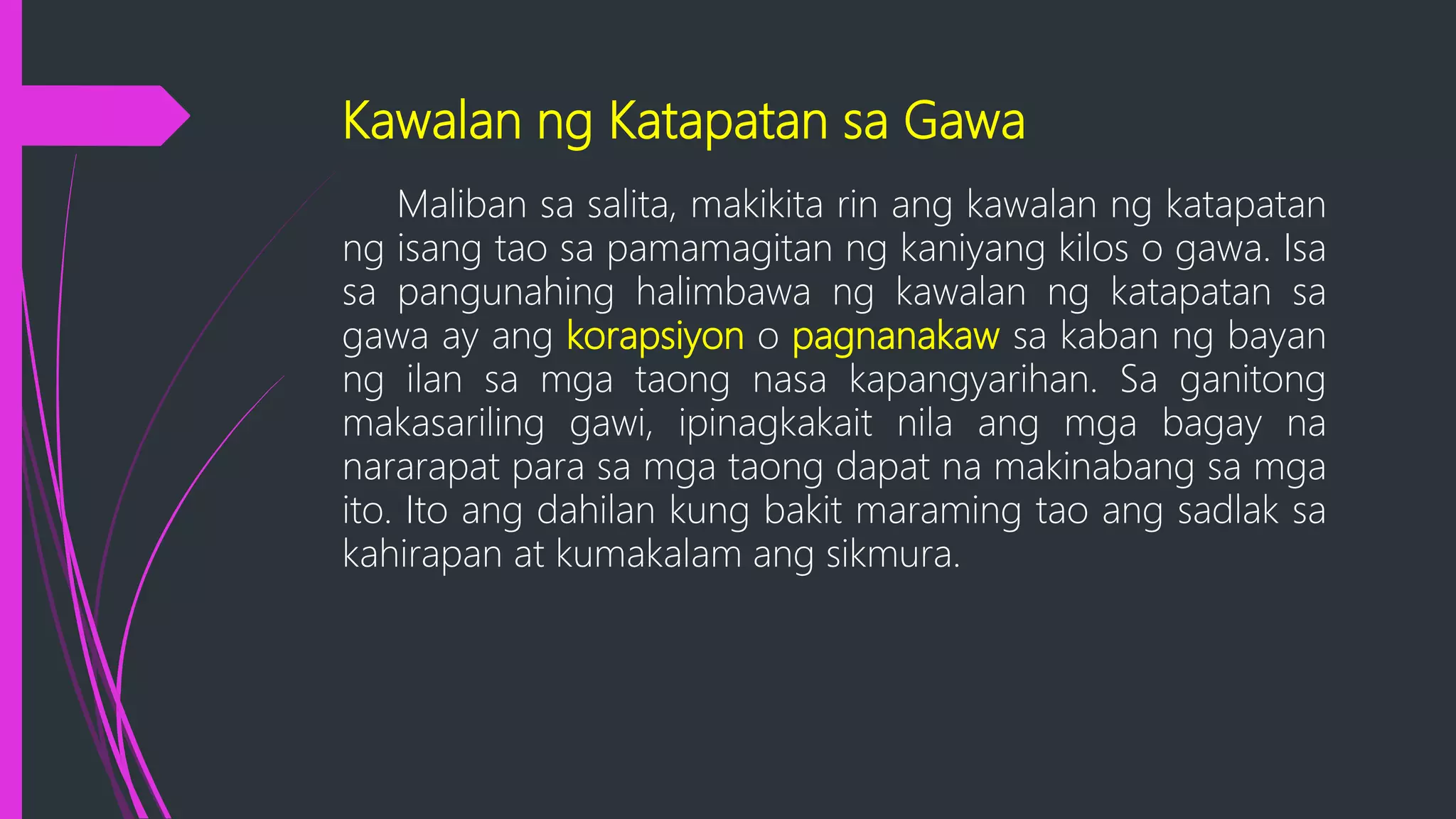 Kawalan ng katapatan | PPTX