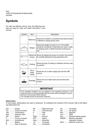 Kawasaki 135 zv 2 wheel loader service repair manual (serial no. 13c1 ...