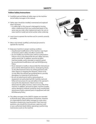 Kawasaki 95 z7b wheel loader operation and maintenance manual (serial ...