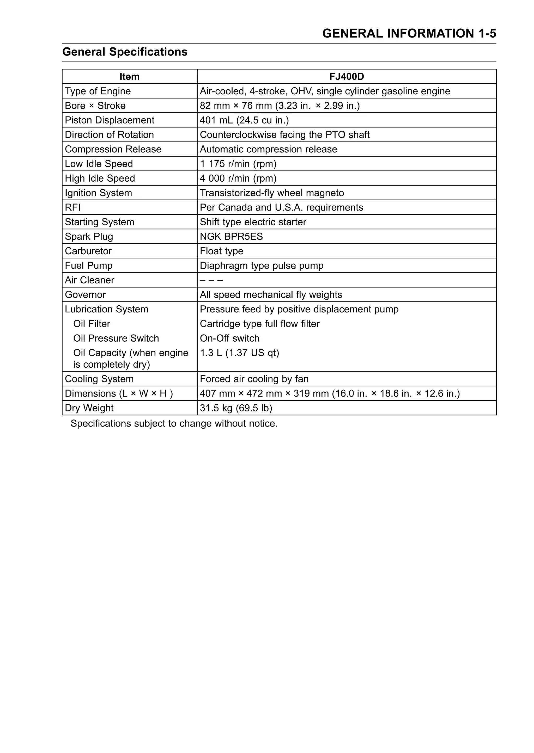 Kawasaki fj400 d 4 stroke air-cooled gasoline engine service repair ...