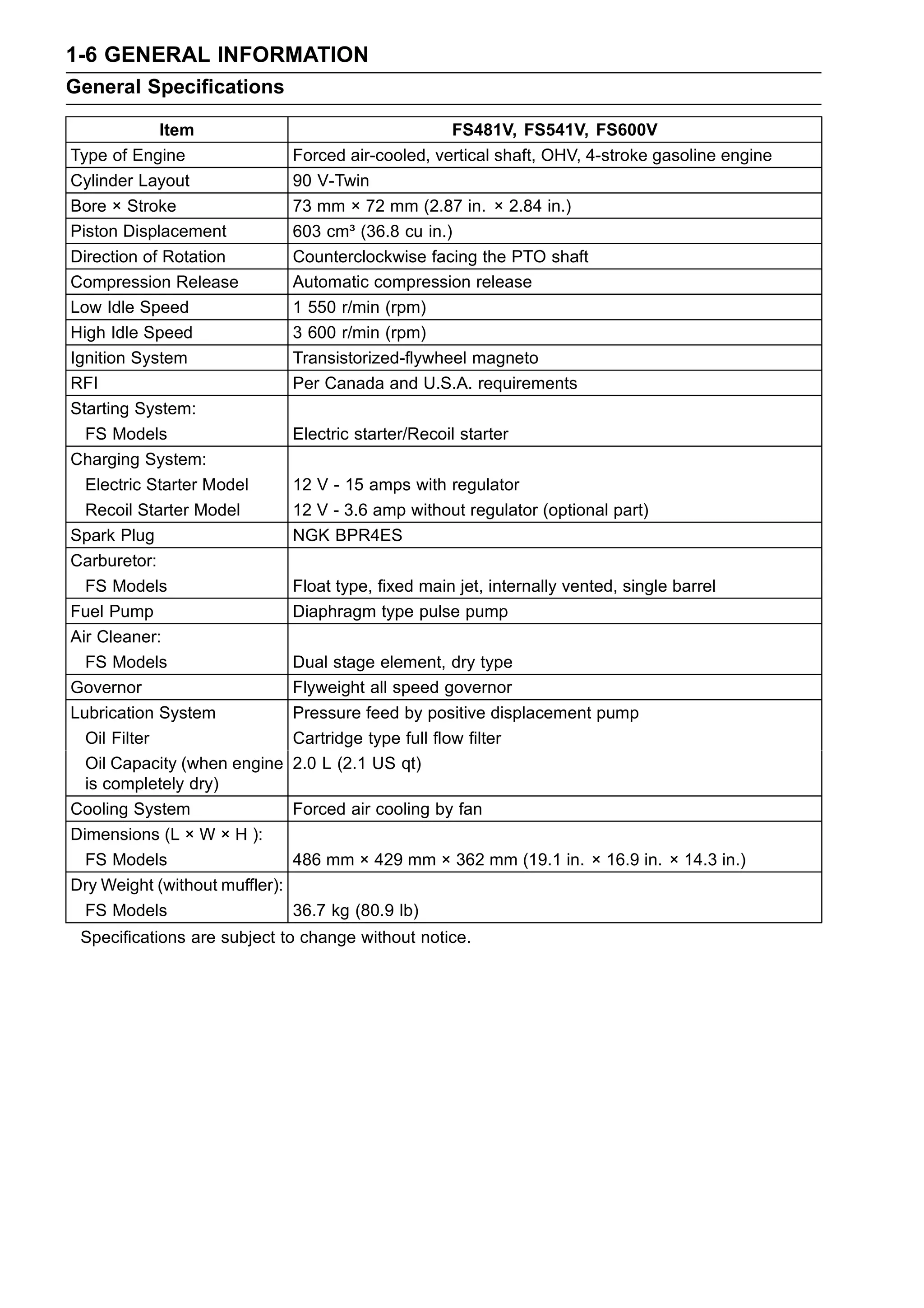 Kawasaki fs541 v 4 stroke air-cooled v-twin gasoline engine service ...