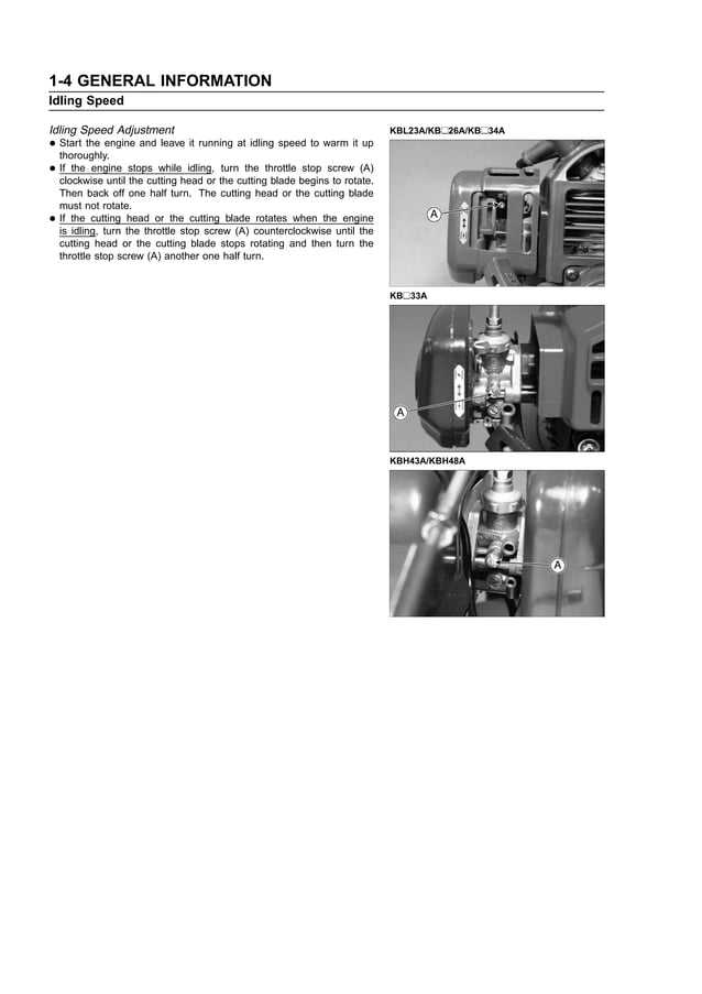 Kawasaki kbh33 a trimmer brushcutter service repair manual | PDF