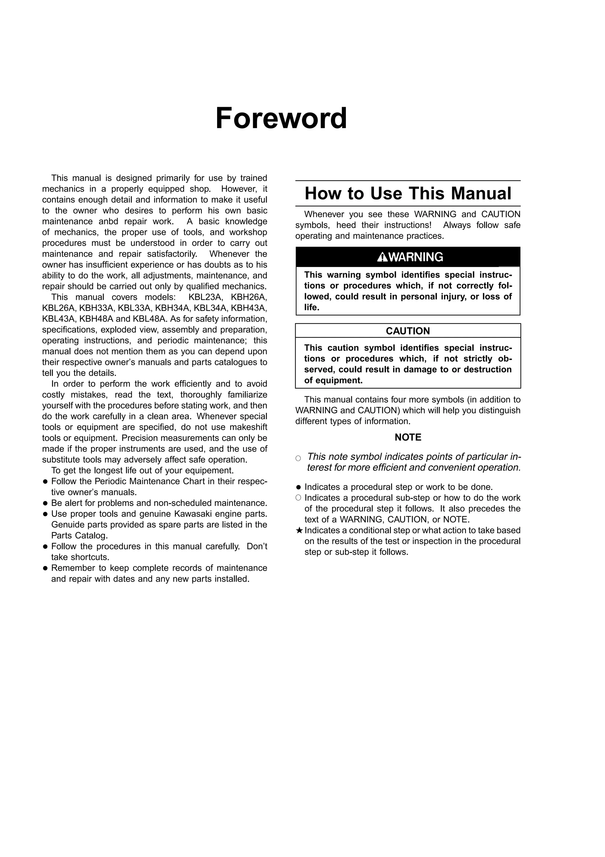 Kawasaki kbl33 a trimmer brushcutter service repair manual | PDF