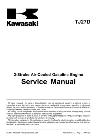 Kawasaki tj27 d 2 stroke air-cooled gasoline engine service repair ...