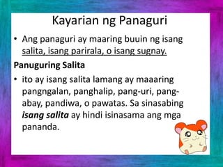 Kayarian ng panaguri at paksa | PPTX