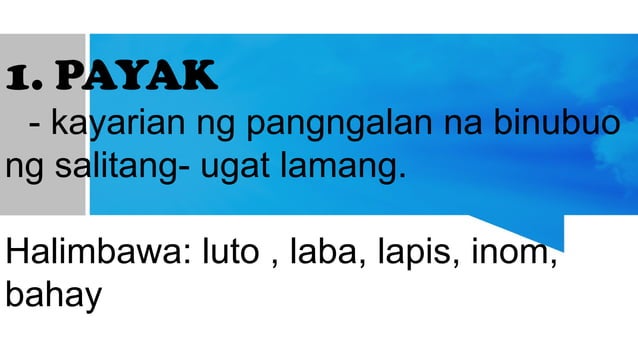 Kayarian ng Pangngalan (Payak, Maylapi, tambalan) | PPTX