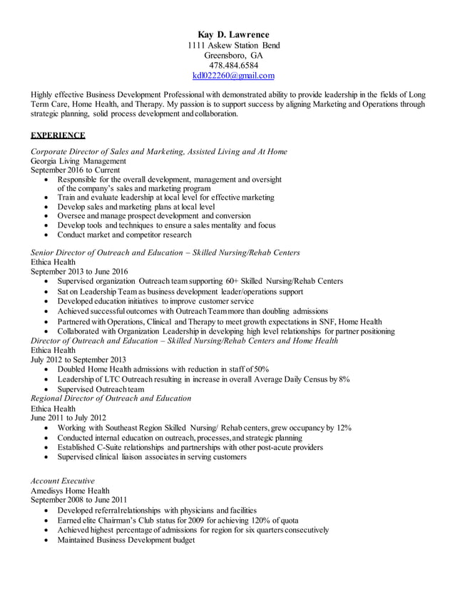 Kay Lawrence resume' | PDF
