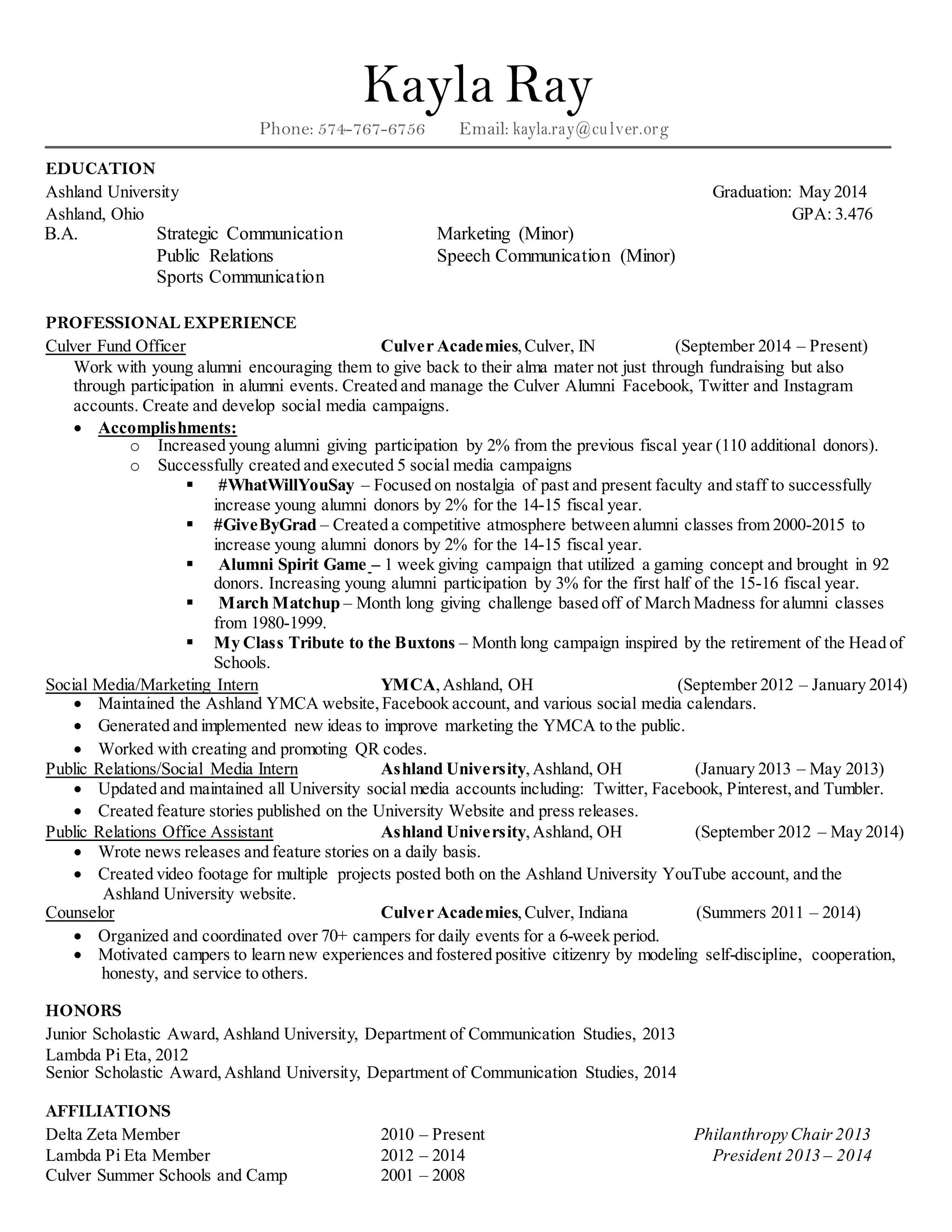 Kayla Ray Resume | PDF