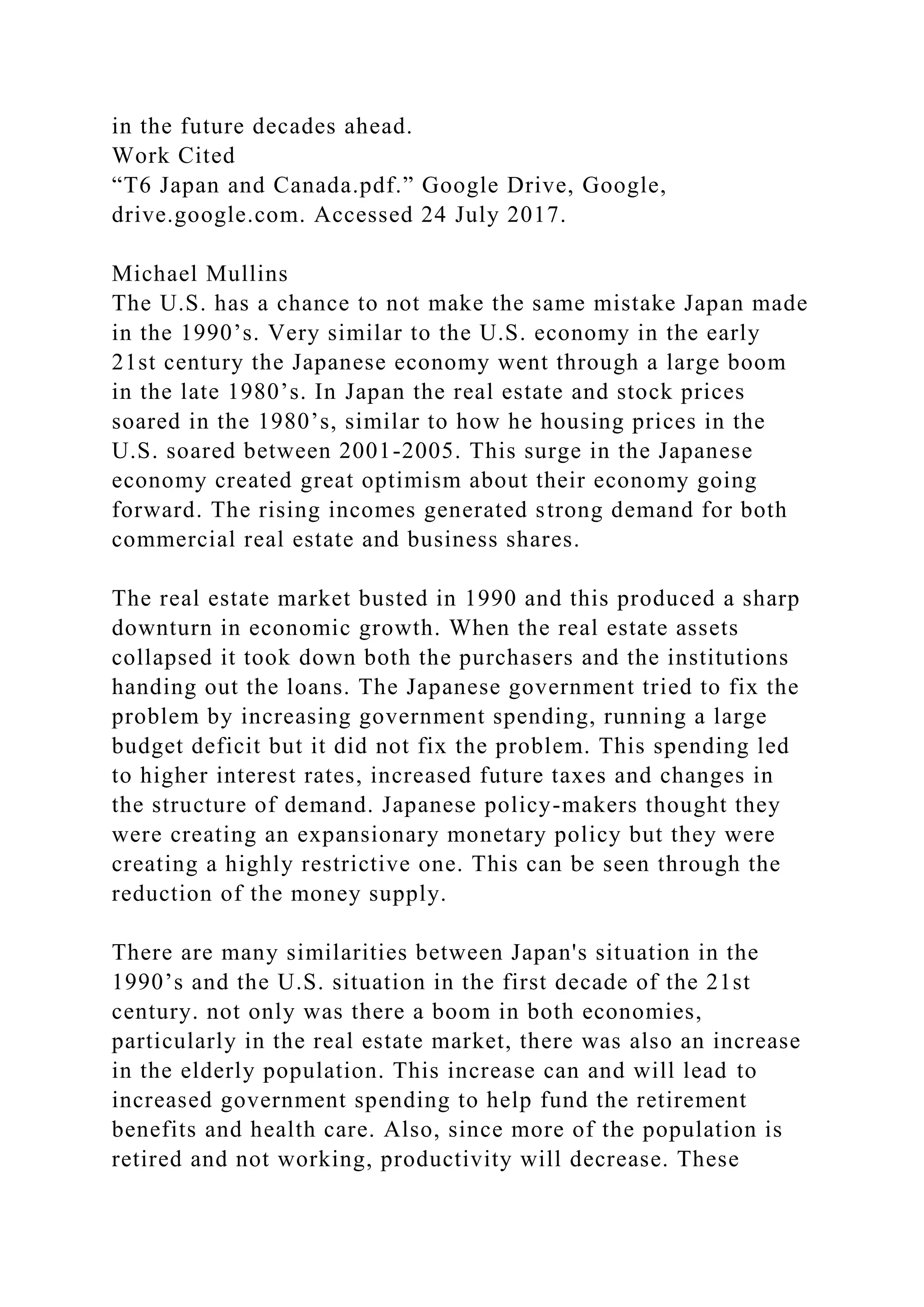 Kayla ColendichWithin the lost decade,” Japan’s economy took .docx