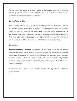 The Life of Kaylee Stoermer Coleman: Zendaya's Little Sister | PDF