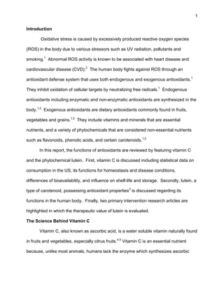 Antioxidant Research: Vitamin C and Lutein | PDF